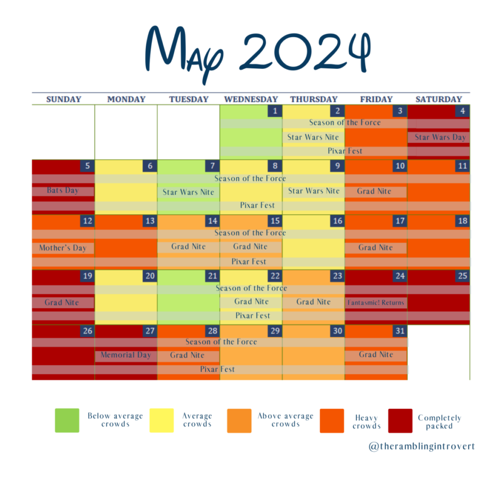 2024 Disneyland Crowd Calendar - The Rambling Introvert